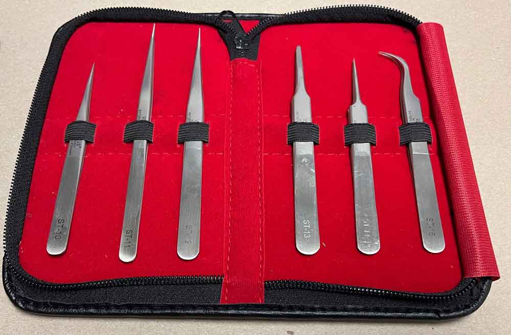 6 Piece Vetus ST Stainless Steel Precision Tweezer Set with Storage Ca ...