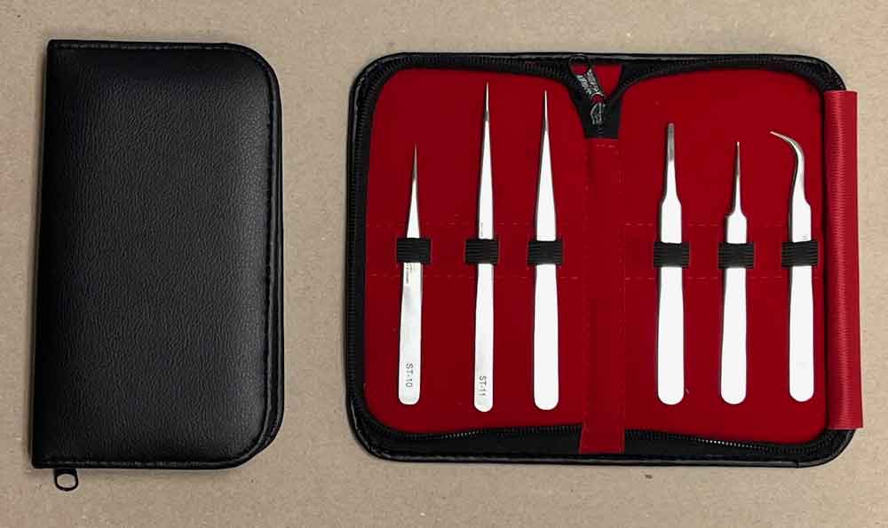 6 Piece Vetus ST Stainless Steel Precision Tweezer Set with Storage Ca ...